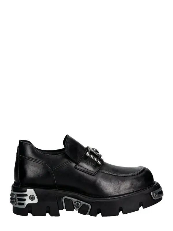 NEW ROCK Embellishment Loafers - Black