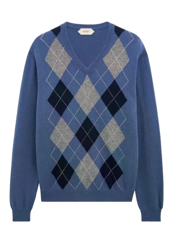 Pringle Of Scotland Argyle V-neck Sweater - Blue