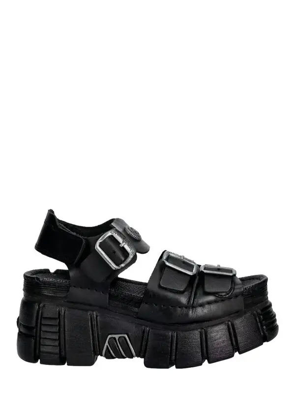 NEW ROCK Buckle Platform Sandals - Black