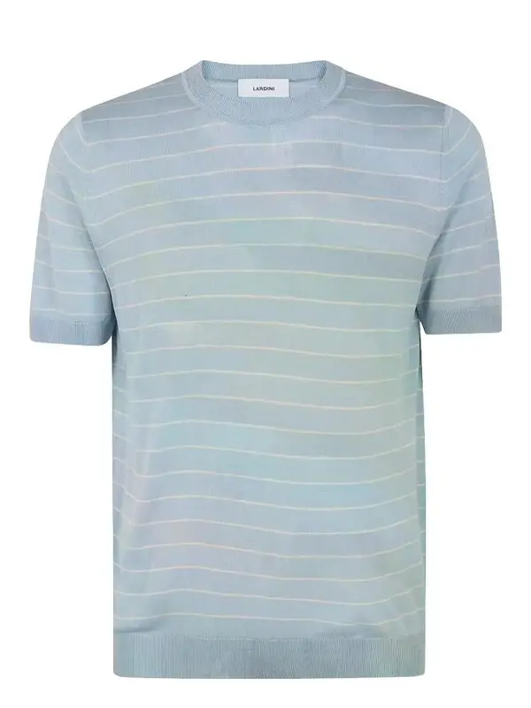LARDINI Striped Silk T-shirt - Blue