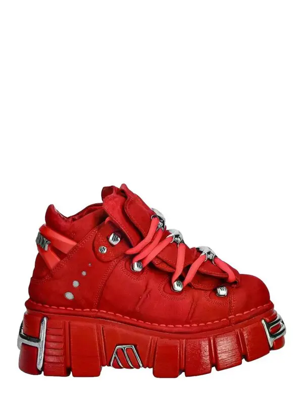 NEW ROCK Lace-up Sneakers With Metal Hardware - Red