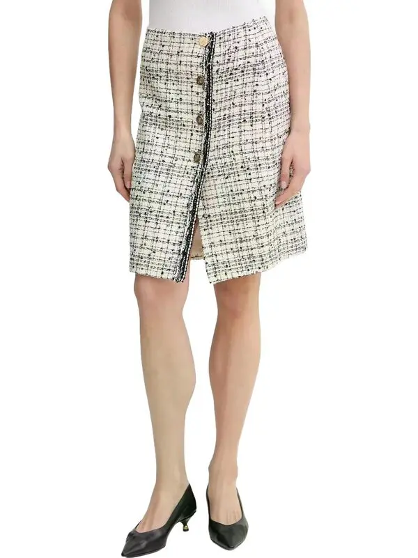 Luisa Spagnoli Tribunal Button Tweed Skirt - Neutrals