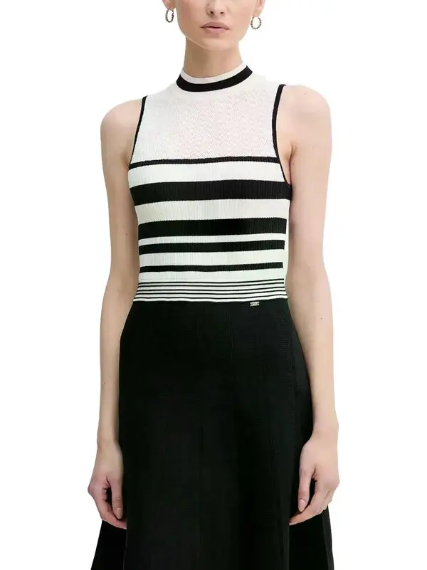 GAUDI Striped Sleeveless Mini Dress - Black