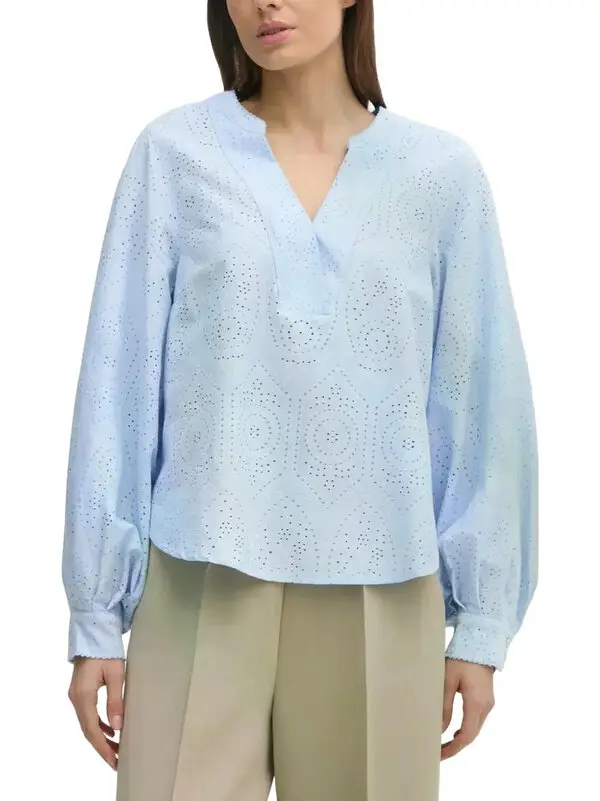MOS MOSH Myen Sina Perforated Blouse - Blue