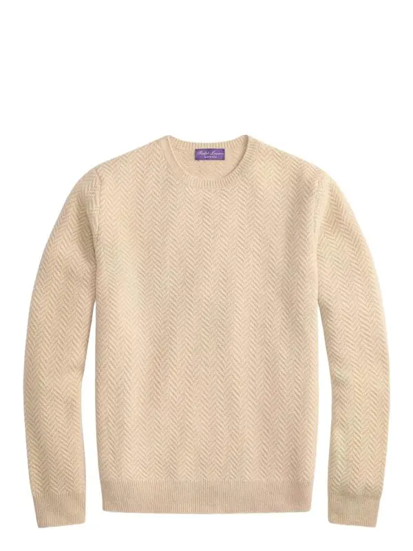 Ralph Lauren Purple Label Herringbone Cashmere Sweater - Neutrals