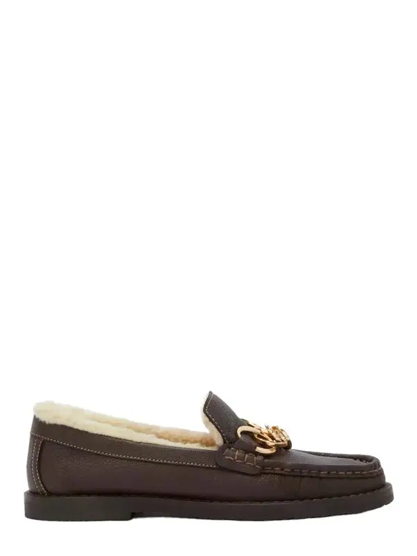 ODISSI Grainy Chain Loafers - Brown