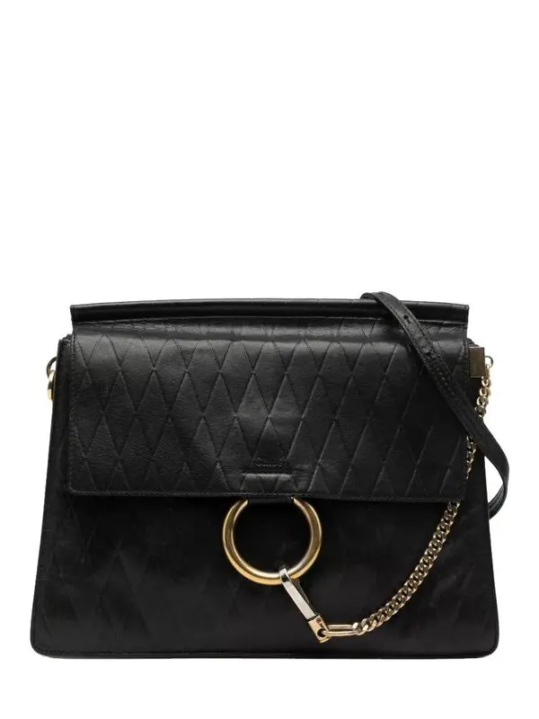 Chloé 2015 Medium Diamond Embossed Calfskin Faye Shoulder Bag - Black