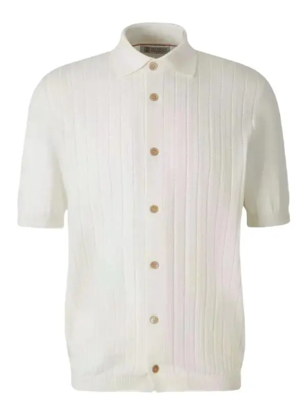 Brunello Cucinelli Ribbed Button Shirt - Neutrals