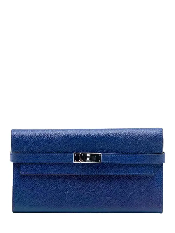 Hermès 2014 Epsom Kelly Trifold Wallet - Blue