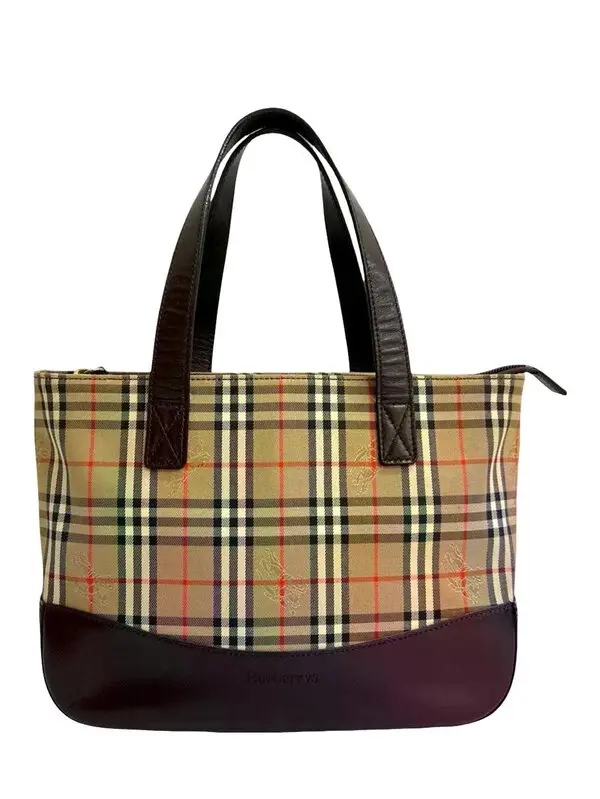Burberry Haymarket Check Canvas Tote Bag - Brown