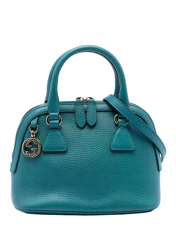 Gucci Calfskin Gg Charm Dome Satchel - Blue