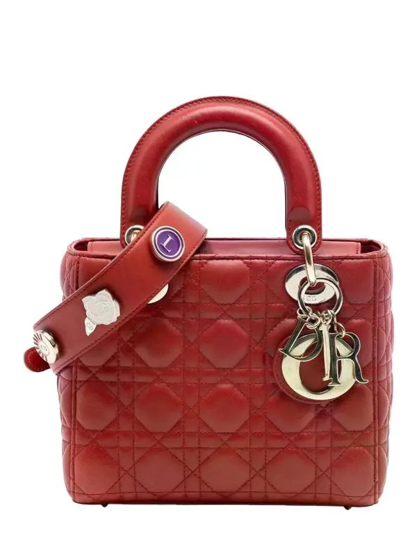 Dior 2017 Small Lambskin Cannage My Abcdior Lady Satchel - Red