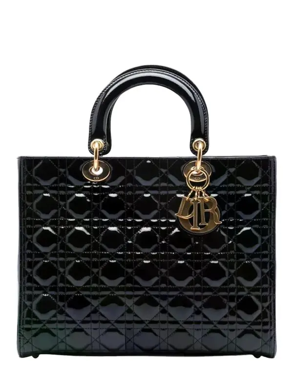 Dior 2011 Large Patent Cannage Lady Satchel - Black