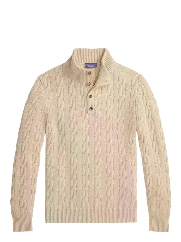 Ralph Lauren Purple Label Cable-knit Polo Shirt - Neutrals
