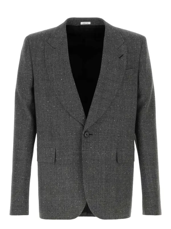 Alexander McQueen Checked Blazer - Grey