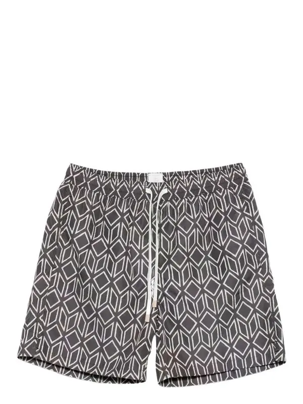 Eleventy Geometric-print Swim Shorts - Grey
