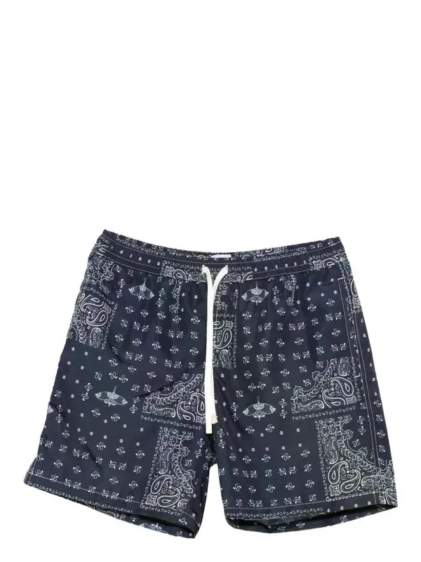 Eleventy Paisley-print Swim Shorts - Blue