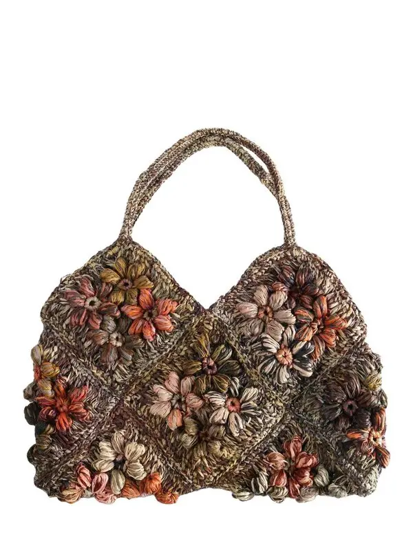 SOPHIE DIGARD Floral Detailed Tote Bag - Brown