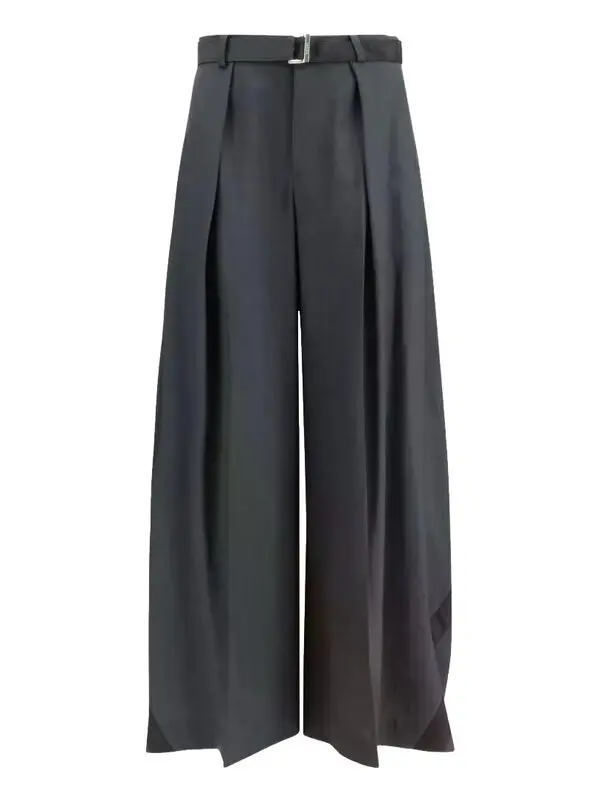 Sacai Belted Pleated Trousers - Grey
