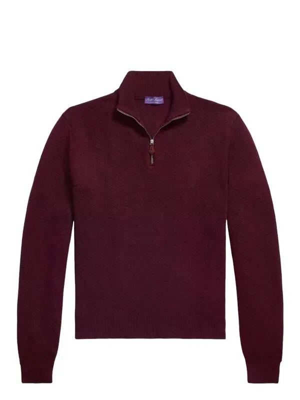 Ralph Lauren Purple Label Birdseye Quarter-zip Sweater - Red