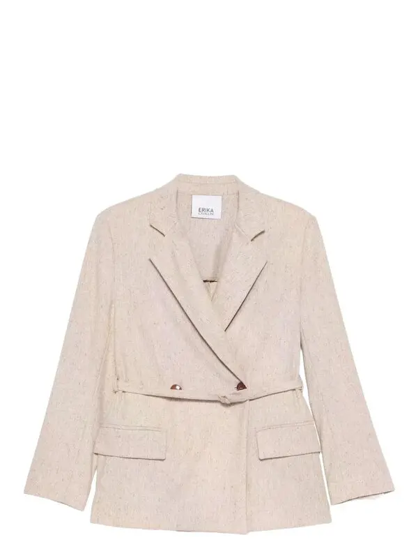 Erika Cavallini Belted Double-breasted Blazer - Neutrals