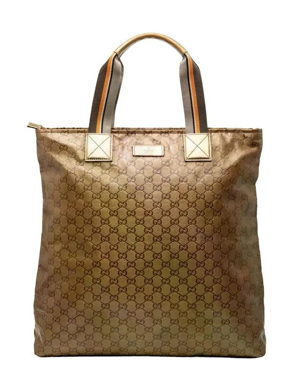 Gucci Gg Crystal Vertical Web Tote Bag - Gold