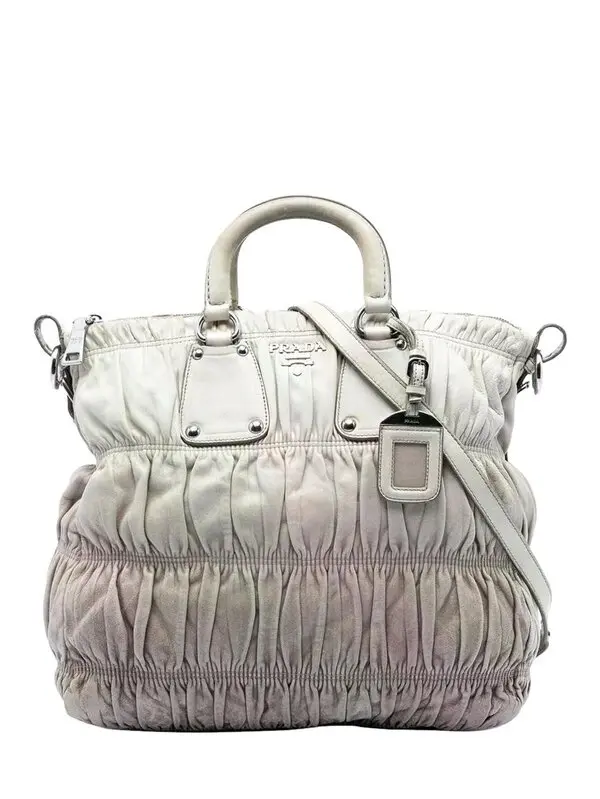 Prada 2000-2025 Nappa Gaufre Ombre Satchel - Grey