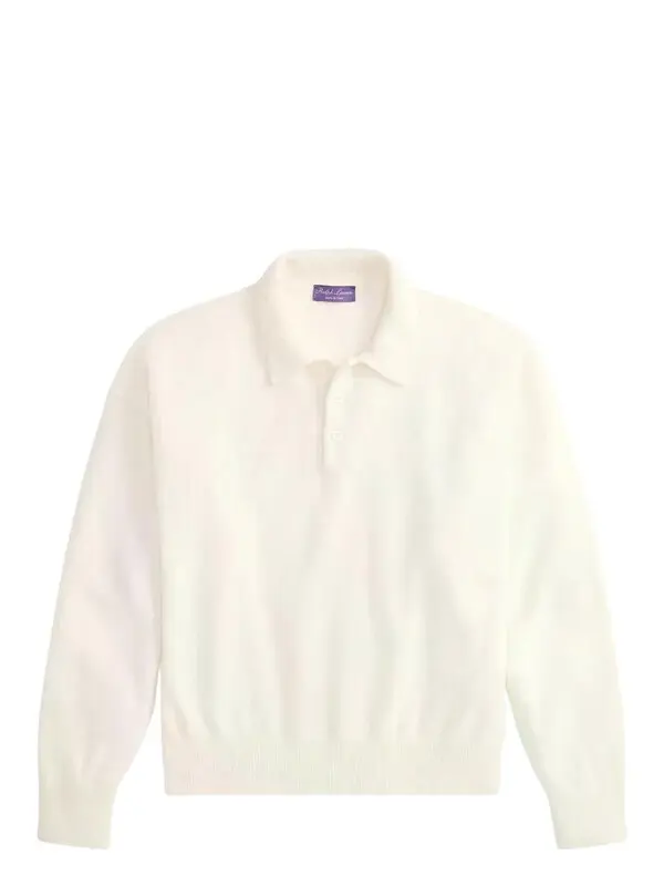Ralph Lauren Purple Label Buttoned-collar Long-sleeve Polo Shirt - Neutrals