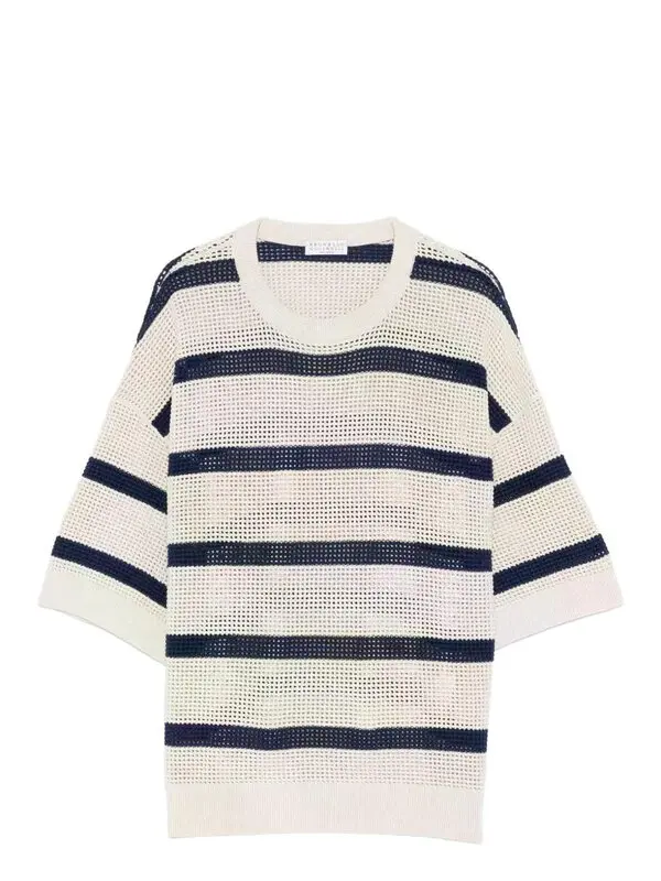 Brunello Cucinelli Striped Knit T-shirt - Neutrals