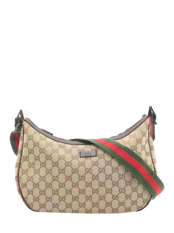 Gucci Gg Canvas Web Half Moon Crossbody Bag 2000-2015 - Brown