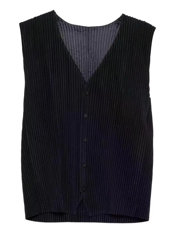 Issey Miyake Pleated Buttoned Vest - Blue