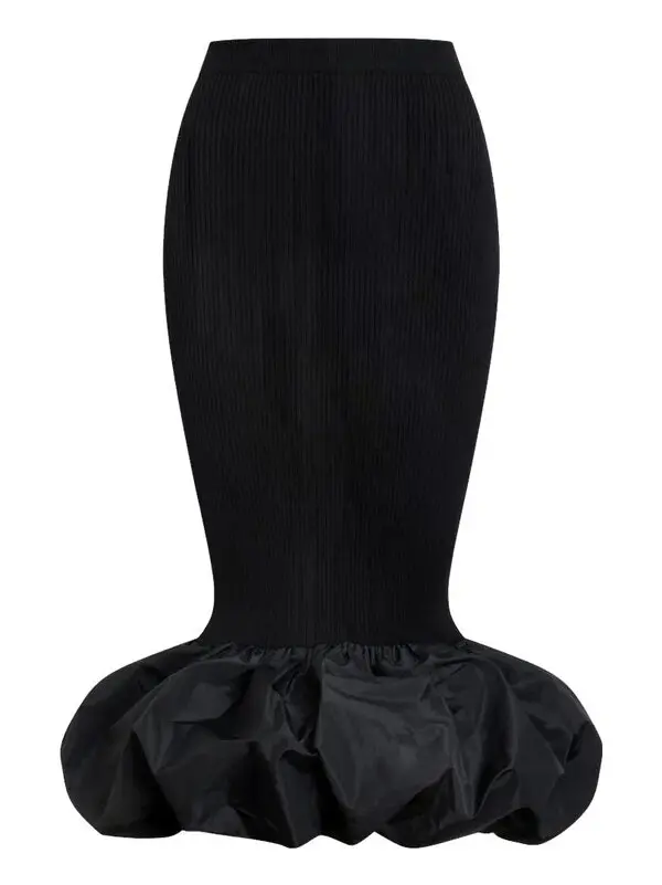 Patou Knitted Maxi Fitted Skirt - Black
