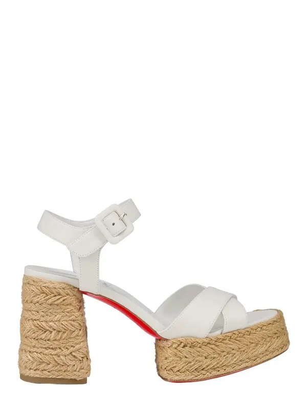 CHRISTIAN LOUBOUTIN Calakala 85mm Platform Leather Sandals - White