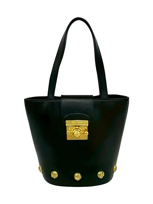 FERRAGAMO 20th Century Studded Handbag - Black