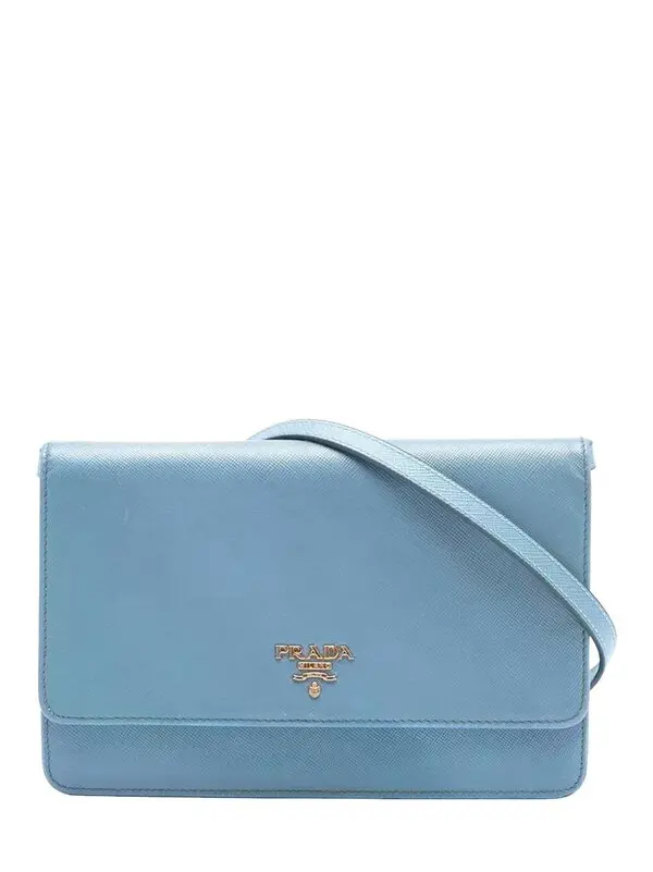 Prada 2000-2013 Saffiano Wallet On Strap Crossbody Bag - Blue