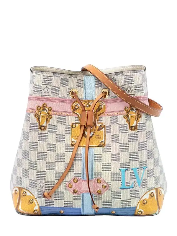 LOUIS VUITTON 2018 Damier Azur Summer Trunks Neonoe Bucket Bag - White