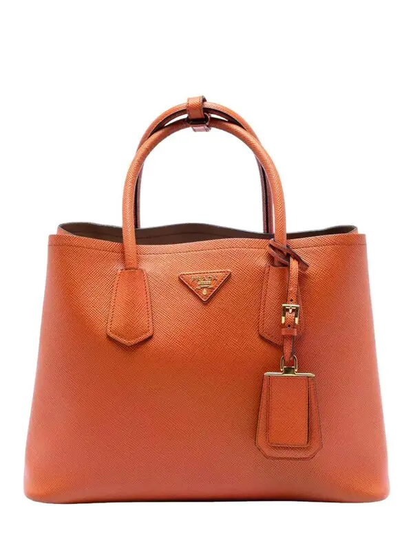 Prada 2010-2025 Medium Saffiano Cuir Double Satchel - Orange