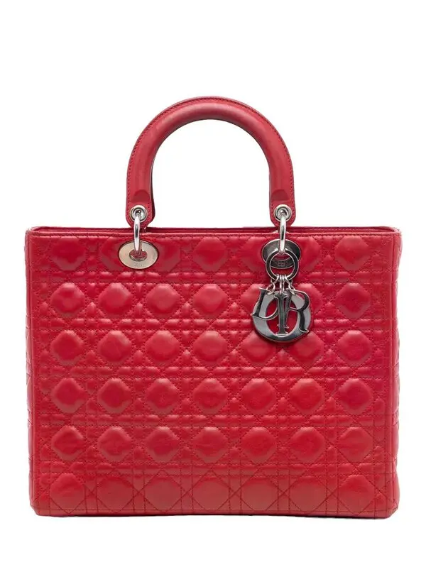 Dior Lambskin Cannage Lady Satchel - Red