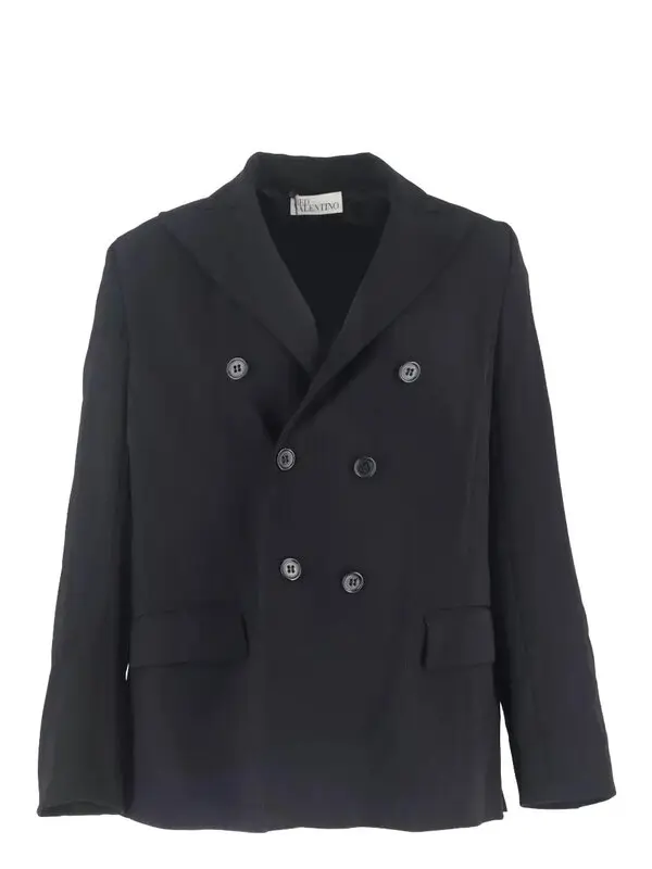 Red Valentino Double-breasted Pleated Blazer - Black
