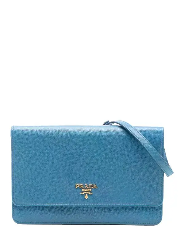 Prada Saffiano Wallet On Strap Crossbody Bag - Blue