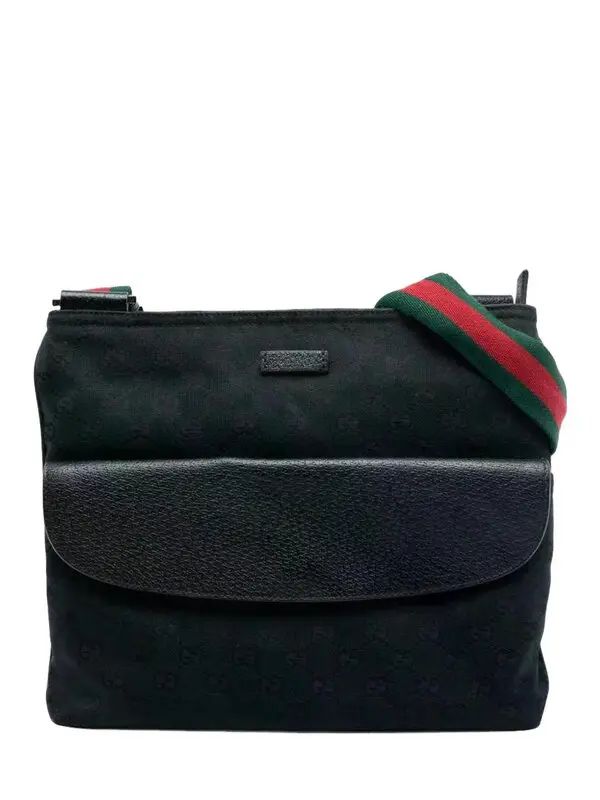 Gucci Gg Canvas Web Crossbody Bag - Black