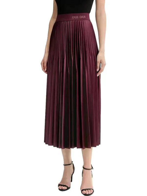OUI Pleated Midi Skirt - Red
