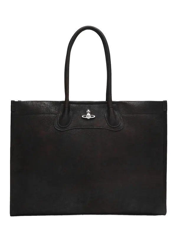 VIVIENNE WESTWOOD Leather Troy Tote - Brown