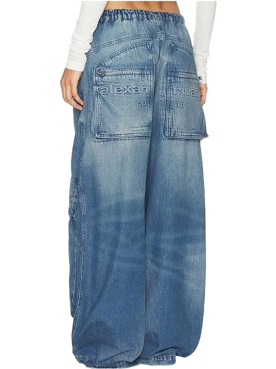 Alexander Wang Oversized Cargo Wide Leg Denim Pants - Tinted Medium Indigo