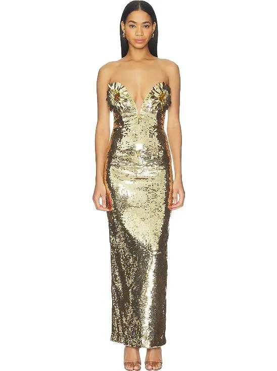Retrofete Amulet Metallic Dress - Gold