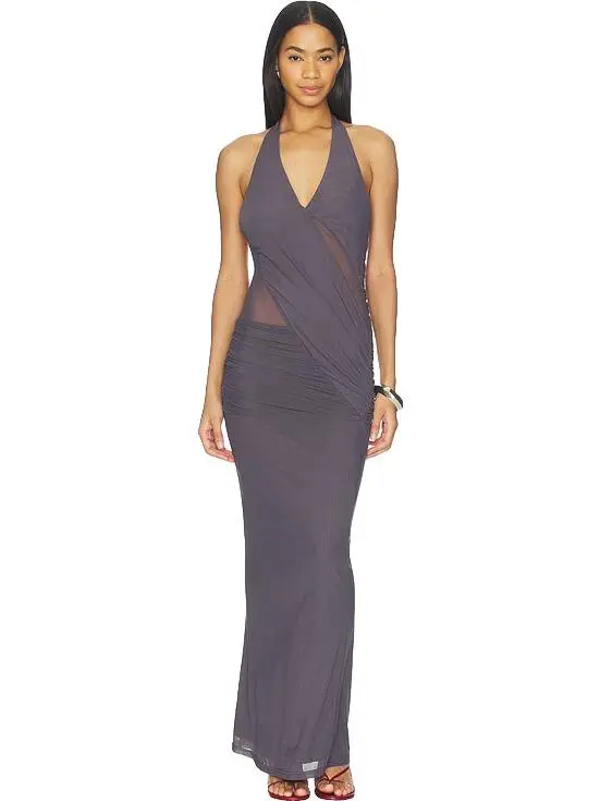 Superdown Dynasty Halter Maxi Dress - Dark Grey