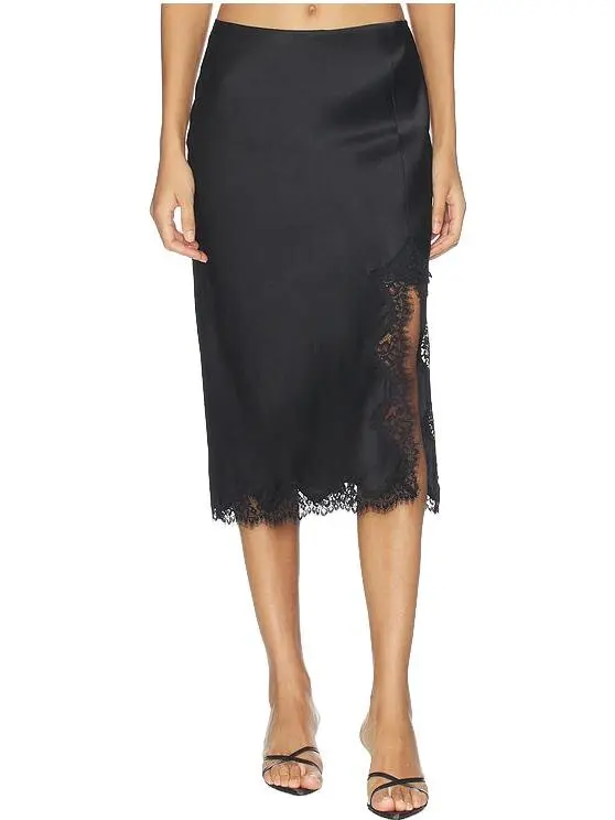 L'Agence Tico Lace Midi Skirt - Black