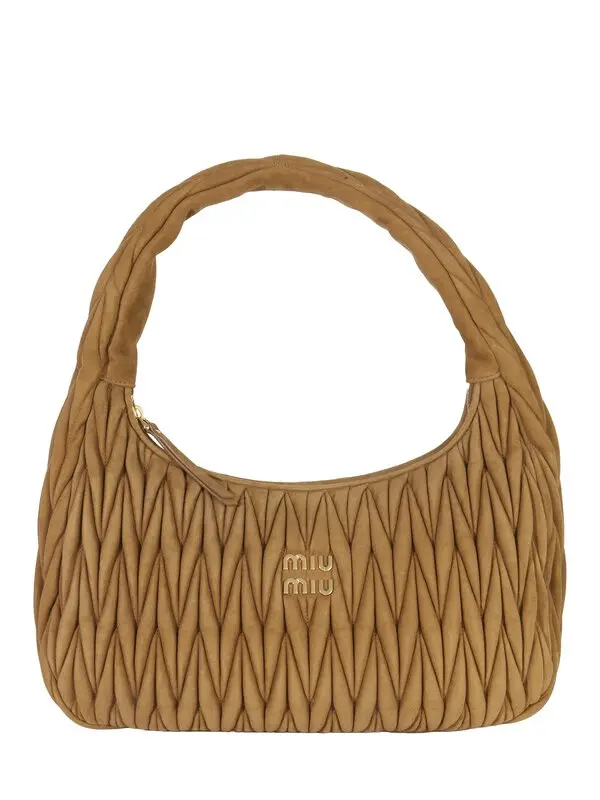 Miu Miu Suede Matelasse Wander Hobo - Brown