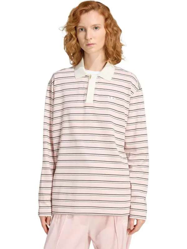 Adidas Striped Ovzd Polo Shirt - Sandy Pink
