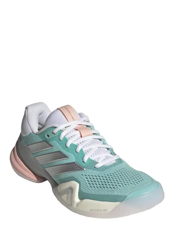 Adidas Barricade 14 Clay Tennis Shoes - Semi Flash Aqua / Silver Metallic / Blush Pink